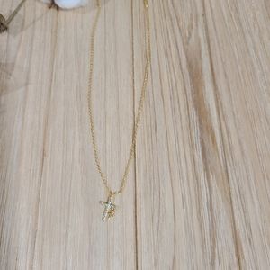 Jewelry | Newpretty Double Cross Charm Clavical Necklace In Gold With ...